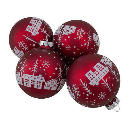 Northlight 4pc. Snowy City Christmas Glass Ball Ornaments