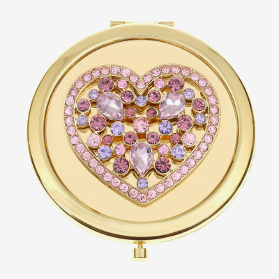 Monet Jewelry Gold Tone Gold Tone Heart Compact Mirror, Color: Pink ...