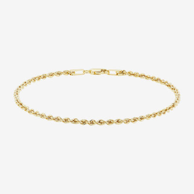 Womens 10K Gold 7.5 Inch Hollow Rope Chain Bracelet - JCPenney