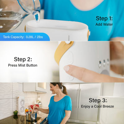 Bell + Howell Aqua Breeze Dual Mist 3 Speed Rechargeable Fans, Color ...