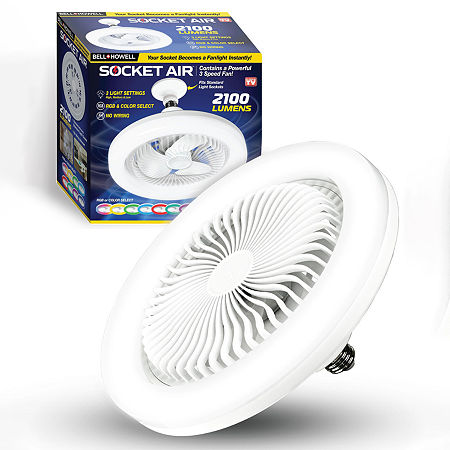 Socket Air 10.1 in. Led Color Changing Indoor White Ceiling Fan with Remote - White