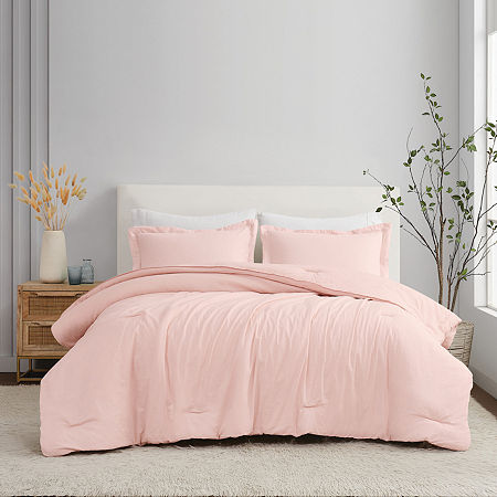 Brookyln Loom 100 Linen Cover 3-Pc. Comforter Set  Full/Queen - Blush