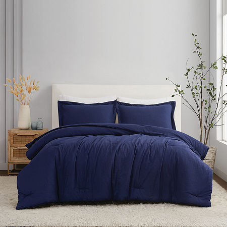 Brookyln Loom 100 Linen Cover 3-Pc. Comforter Set  King - Navy