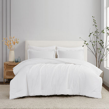 Brookyln Loom 100 Linen Cover 3-Pc. Comforter Set  Full/Queen - White