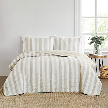 Click here for Truly Soft Aiden Stripe Quilt Set  One Size  Beige prices