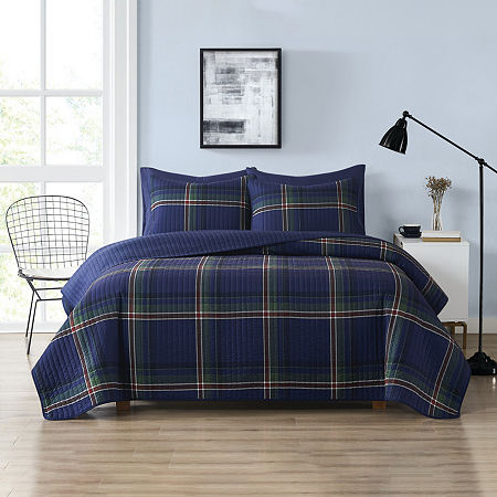Click here for Truly Soft Bronson Plaid Quilt Set  One Size  Blue prices