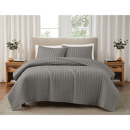 Click here for Brooklyn Loom Solid Cotton Percale Quilt Set  One... prices
