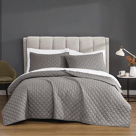 Click here for Cannon Solid Percale Quilt Set  One Size  Gray prices
