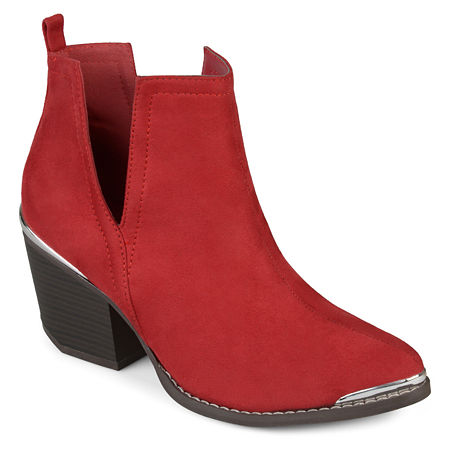 Journee Collection Womens Issla Block Heel Western Booties - Red