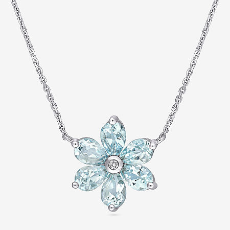 Click here for Womens Diamond Accent Genuine Blue Aquamarine 14K... prices