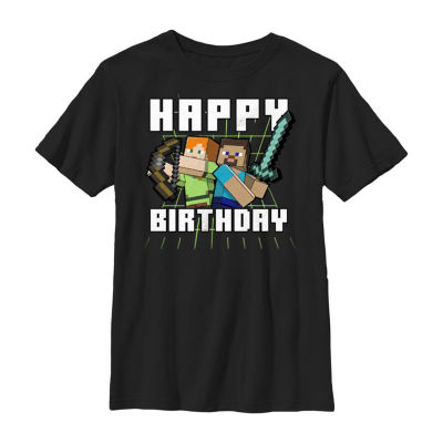 Little & Big Boys Crew Neck Short Sleeve Minecraft Graphic T-Shirt ...
