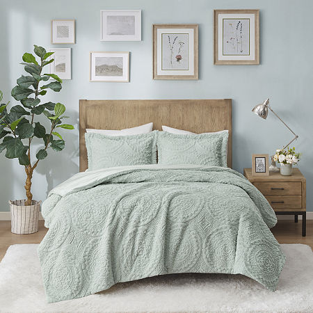 Madison Park Arya Embroidered Medallion Faux Fur 3-Pc. Comforter Set  King/California King - Turquoise
