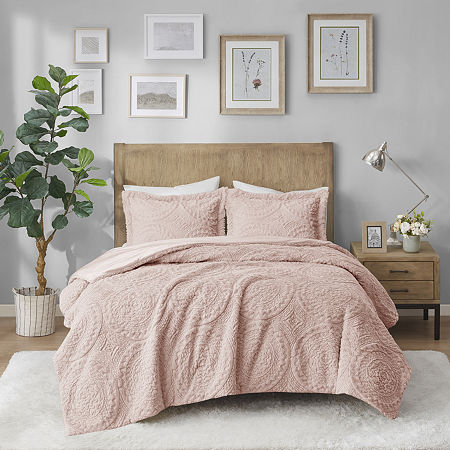 Madison Park Arya Medallion Embroidered Faux Fur 2-Pc. Comforter Set  Twin/Twin Xl - Blush