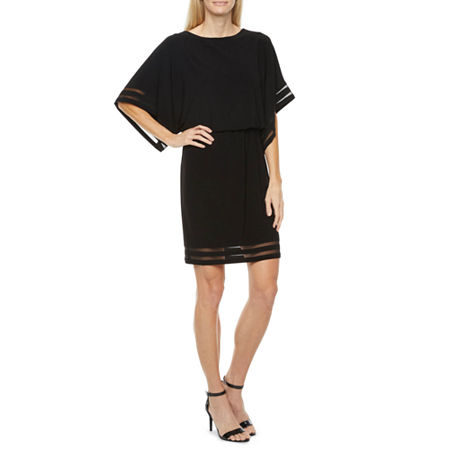 Jessica Howard Womens 3/4 Sleeve Sheath Dress  4  Black