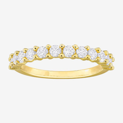 Womens Lab Created White Sapphire 18K Gold Over Silver Eternity ...