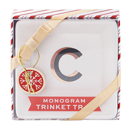 Click here for Pink Sky Monogrammed Trinket Tray  One Size  Beige prices