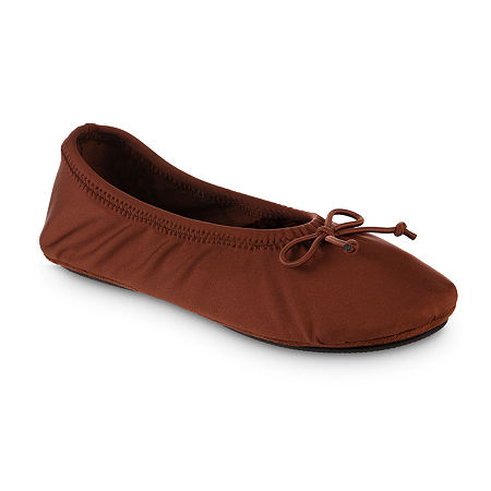 Isotoner Womens Memory Foam Ballerina Slippers  Medium  Brown