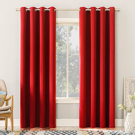 Click here for Room Darkening Grommet Curtain Panel - Holiday red prices