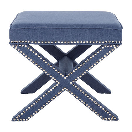 Click here for Palmer Nailhead Trim Footstool  One Size  Blue prices