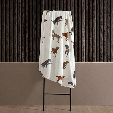 Eddie Bauer Dogs With Scarves Ultra Soft Plush Fleece Blanket