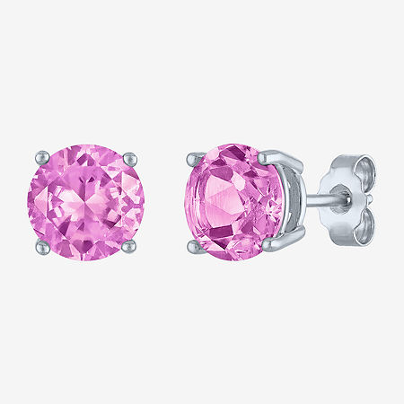 Click here for Lab Created Pink Sapphire Sterling Silver 7mm Roun... prices