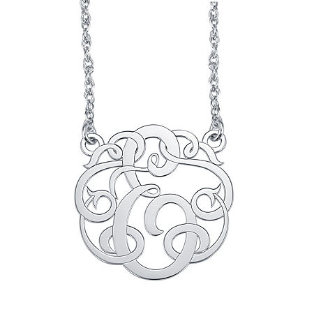 Click here for Personalized 20mm Ribbon-Style Initial Pendant Nec... prices