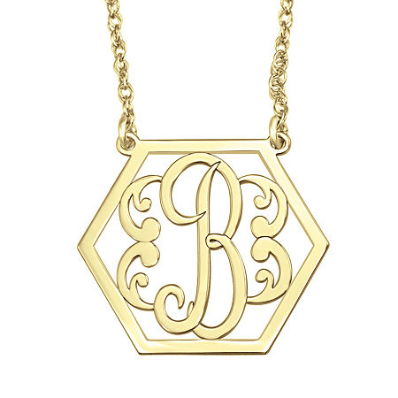 Click here for Personalized Hexagon Initial Necklace  One Size  Y... prices