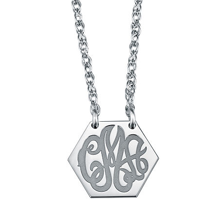 Click here for Personalized Monogram Initials Hexagon Pendant Nec... prices