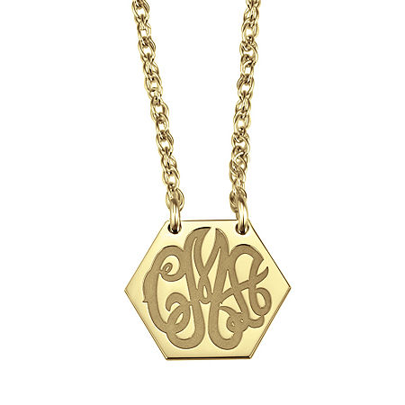 Click here for Personalized Monogram Initials Hexagon Pendant Nec... prices