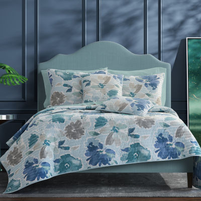 Queen Street Michelle Floral Hypoallergenic Quilt, Color: Blue - JCPenney