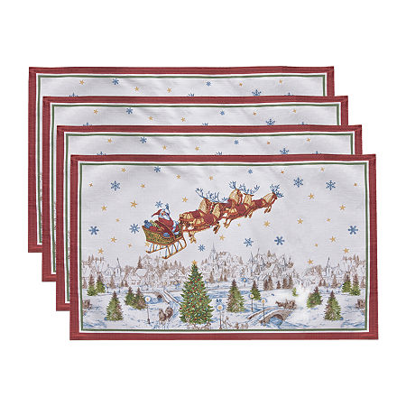 Elrene Santas Snowy Sleighride Placemat  Set of 4 - Multi