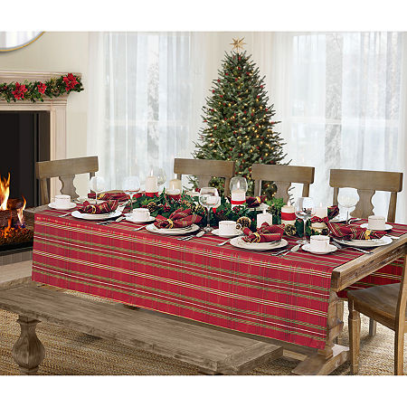 Click here for Elrene Shimmering Plaid 60 x 84 Tablecloth - Red G... prices