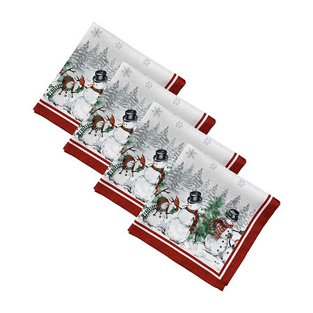 Snowman Winterland Holiday Snowflake Napkin  Set of 4 - Multi
