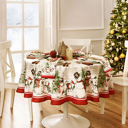 Click here for Snowman Winterland Holiday Snowflake Round 70 Tabl... prices