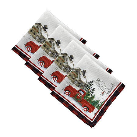 Vintage Christmas Tree Farm Holiday Napkin  Set of 4 - Multi
