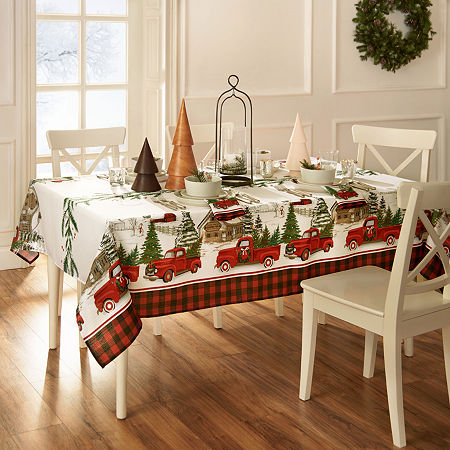 Vintage Christmas Tree Farm Holiday Rectangle Tablecloth 60 x 84 - Multi