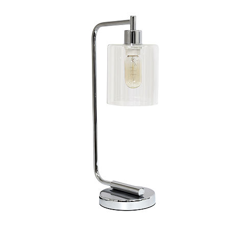 Lalia Home Studio Loft Modern Gloss Iron Desk Lamp w/Glass Shade