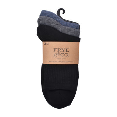 Frye and Co. Basic 3 Pair Crew Socks Mens, Color: Black Gray Navy ...