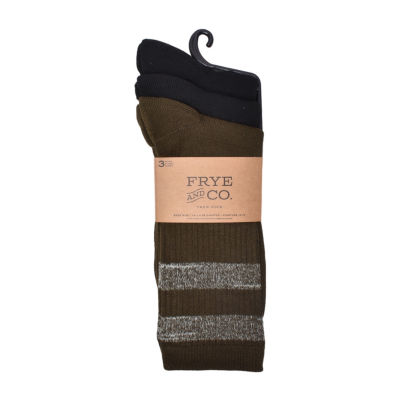Frye and Co. 3 Pair Crew Socks Mens, Color: Olive Color Block - JCPenney