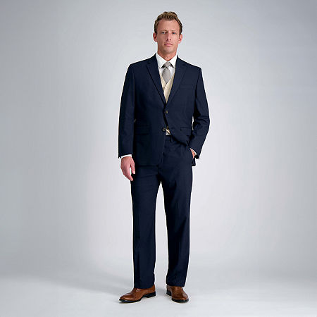 Jmh Men Premium Stretch Classic Fit Flat Front Suit Pant - Dark Navy