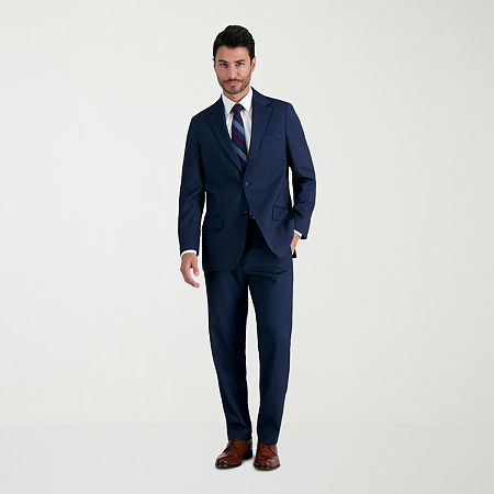 Haggar JMH Tailored Prominent Twill Mens Stretch Fabric Modern Fit Flat Front Suit Pant  34 29  Blue