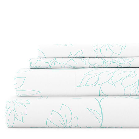 ienjoy Home The Timeless Classics Premium Ultra Soft Pattern 3-Pc. Sheet Set  Twin - Aqua Soft Vines