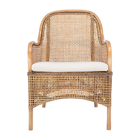 Click here for Charlie Rattan Accent Chair W/ Cushion - White / h... prices