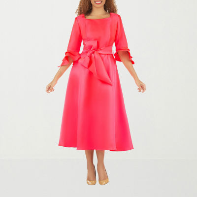 Giovanna Signature Womens 3/4 Sleeve Midi Fit + Flare Dress Plus - JCPenney