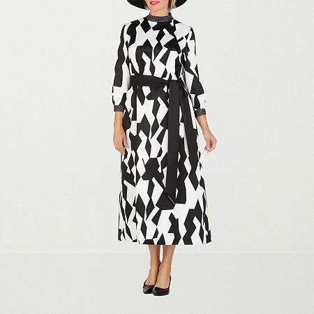 Click here for Giovanna Signature Womens Plus 3/4 Sleeve Midi Geo... prices