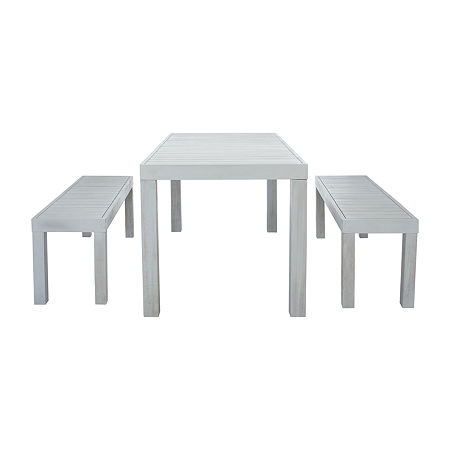 Click here for Dario 3 Piece Dining Set W/ Two Benches - Grey prices