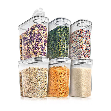 Sorbus 6 Pack (4L/16.9 Cups) Airtight Food Storage Dispensers for Beans  Pasta  Cereals  and More