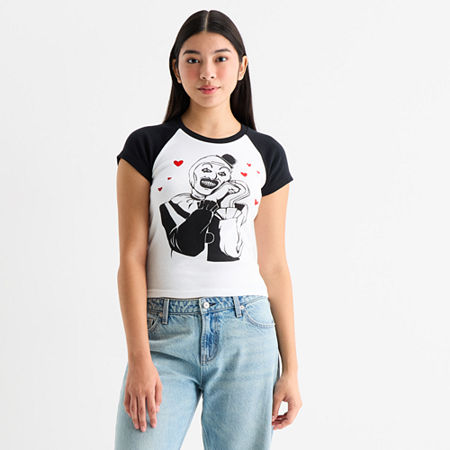 Click here for New World Terrifier Art The Clown Raglan Womens Cr... prices