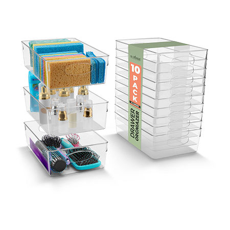 Sorbus 10 Pack Extra Large Clear Plastic Storage Bins with Handle