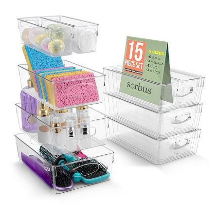 Click here for Sorbus 15 Pack Clear Plastic Bins With Handle 15-p... prices